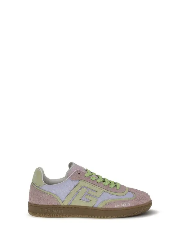 Balmain Swan Suede And Mesh Lace-up Sneakers - Multicolor