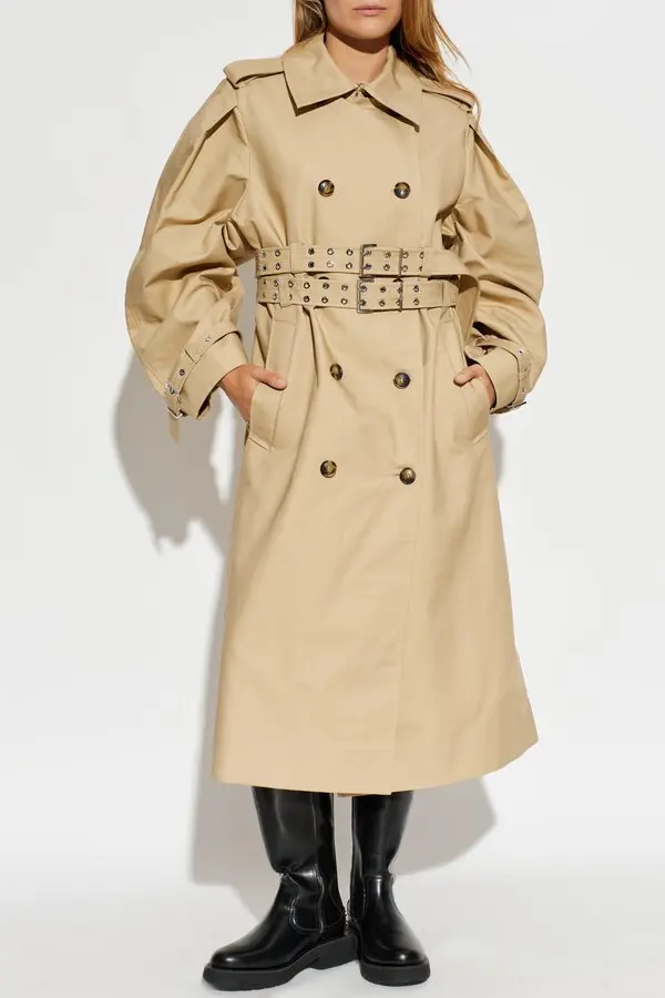 GANNI Cotton Trench Coat With Belt