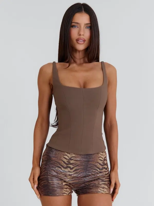 OUTCAST Edenn Corset Top Taupe