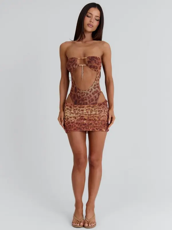 OUTCAST Monikka Mini Skirt Printed Mesh
