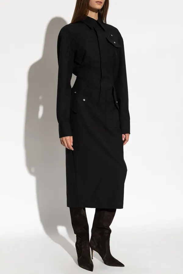 Dsquared2 Wool Midi Dress With Back Slit
