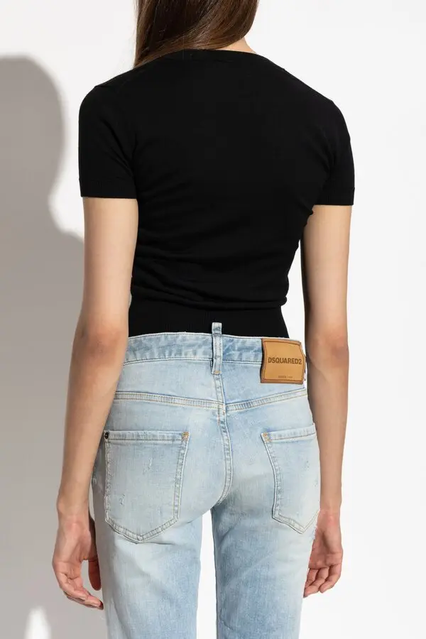 Dsquared2 Wool Top With Embroidered Logo