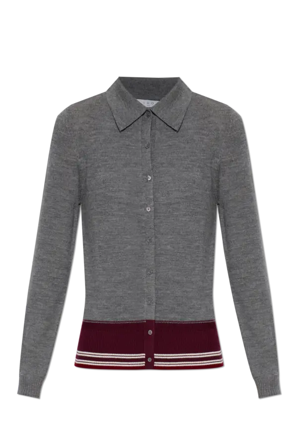 IRO PARIS Miel" Wool Knit Collared Cardigan - Grey