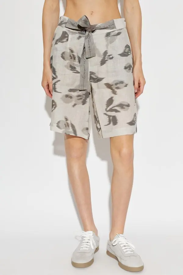 Emporio Armani Linen Shorts With Floral Print