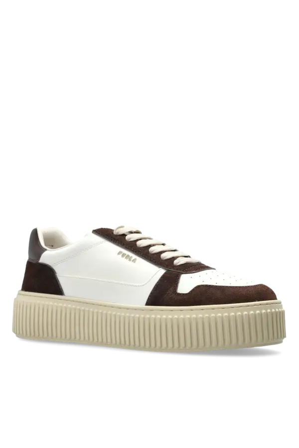 Furla Sky Low-top Leather And Suede Sneakers