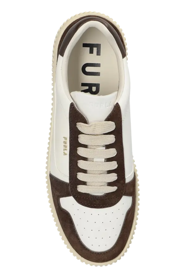 Furla Sky Low-top Leather And Suede Sneakers