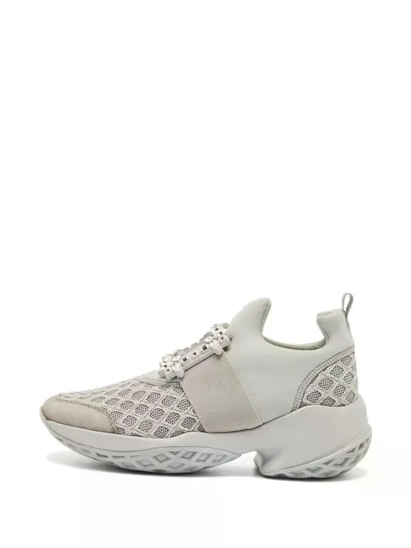 ROGER VIVIER Viv Run' Sneakers With Crystal Embellished Buckle - Grey