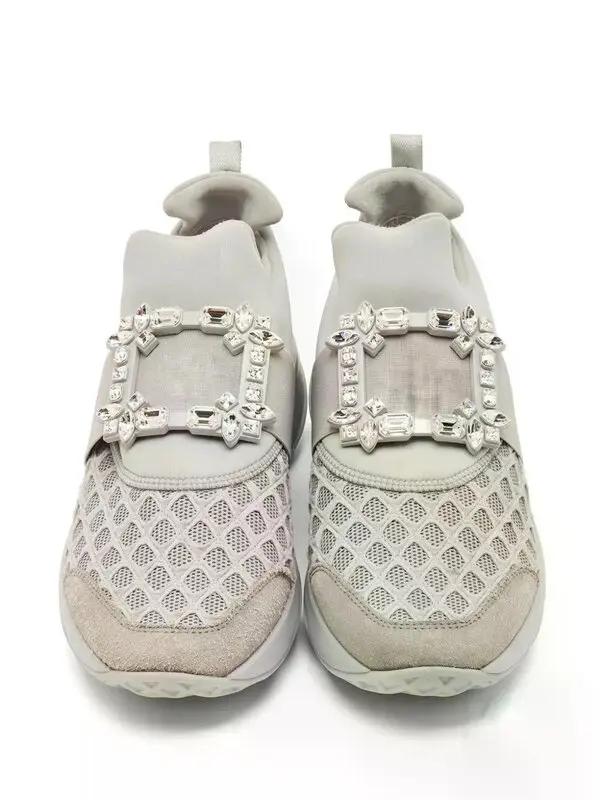 ROGER VIVIER Viv Run' Sneakers With Crystal Embellished Buckle - Grey
