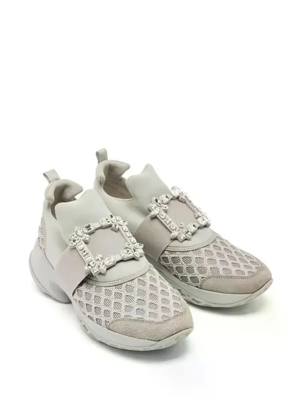 ROGER VIVIER Viv Run' Sneakers With Crystal Embellished Buckle - Grey