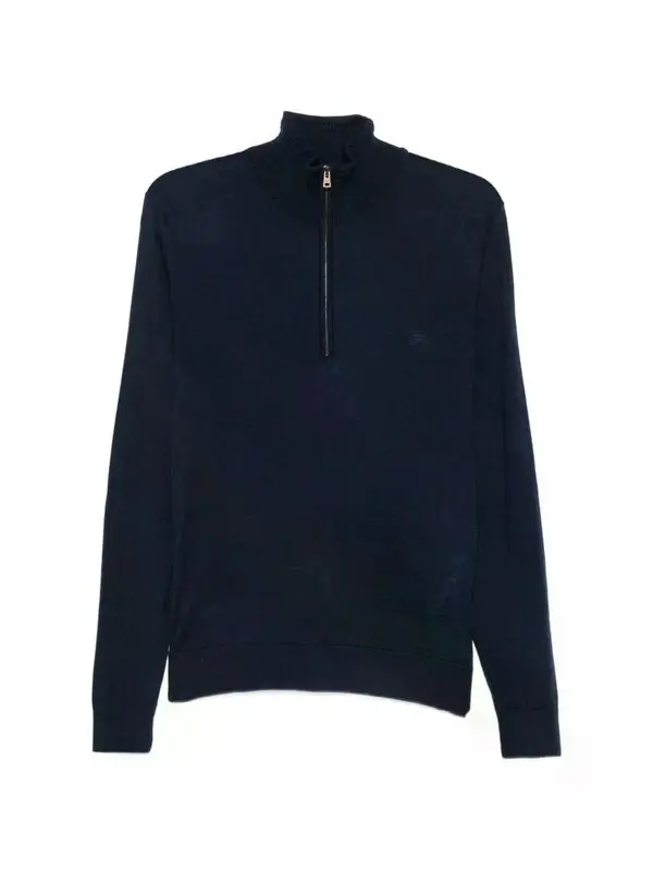Etro Quarter-zip Embroidered-logo Sweater