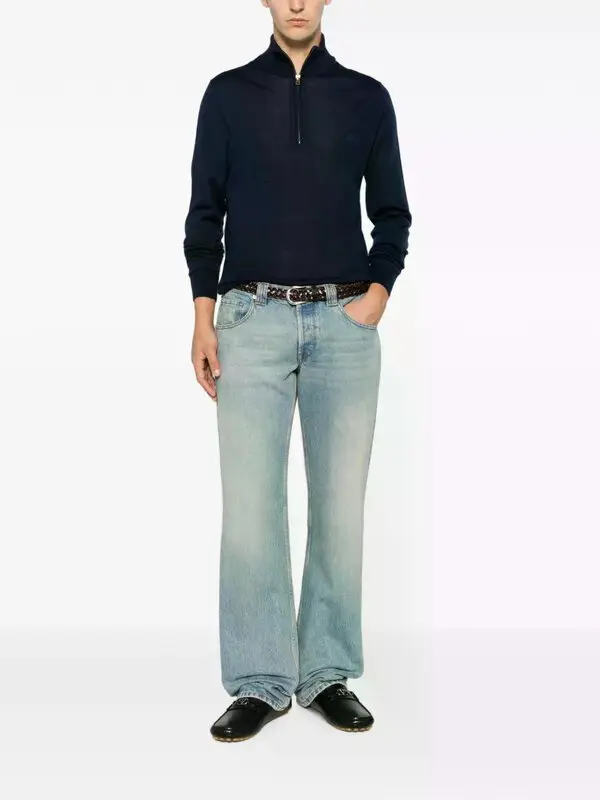 Etro Quarter-zip Embroidered-logo Sweater