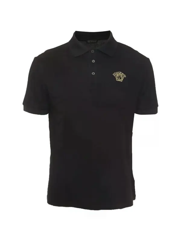 Versace Medusa Embroidered Pique Polo Shirt