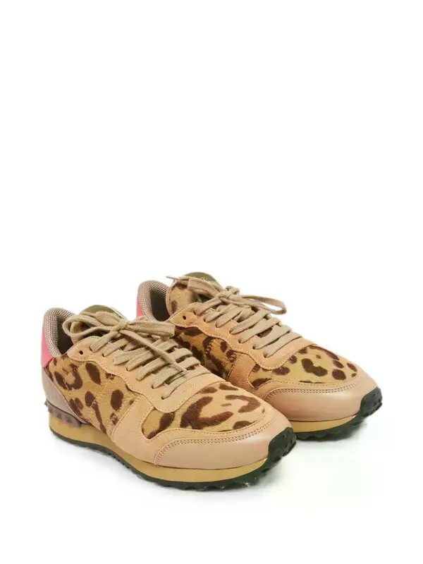 Valentino Garavani Rockrunner Leopard-print Sneakers - Neutrals