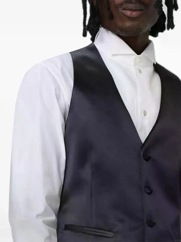 Emporio Armani Single-breasted Satin Waistcoat - Black