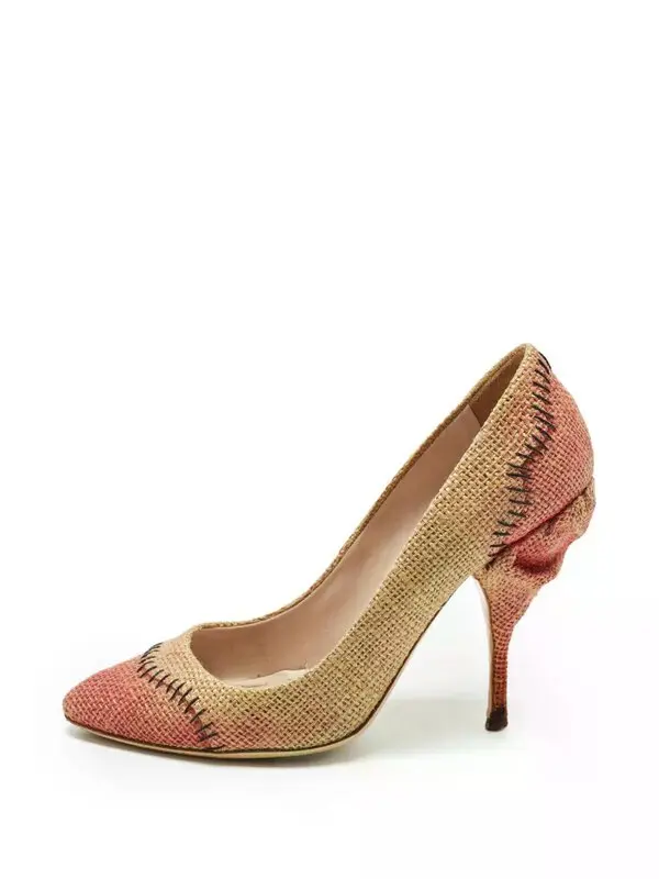 Miu Miu Beige Woven Pointed-toe Stiletto Pumps
