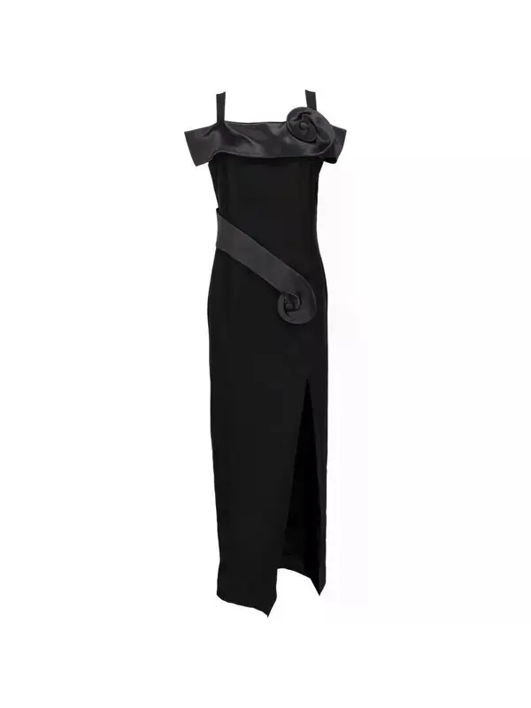 BASSANT PARIS Off-shoulder Rosette Detail Maxi Dress