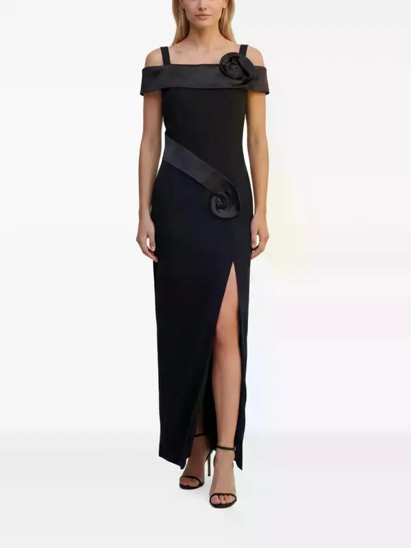 BASSANT PARIS Off-shoulder Rosette Detail Maxi Dress
