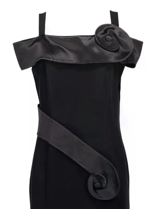 BASSANT PARIS Off-shoulder Rosette Detail Maxi Dress