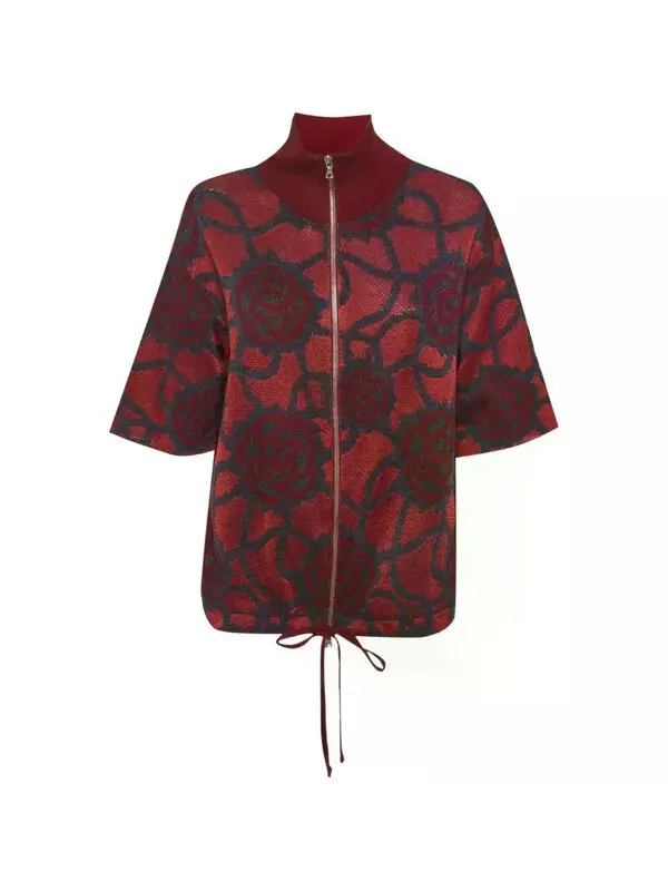 Diane Von Furstenberg Rose Pattern Zip-up Sweater