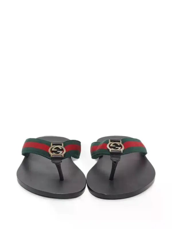 Gucci Interlocking G Web Strap Thong Sandals