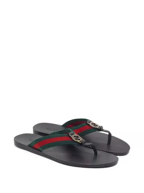 Gucci Interlocking G Web Strap Thong Sandals