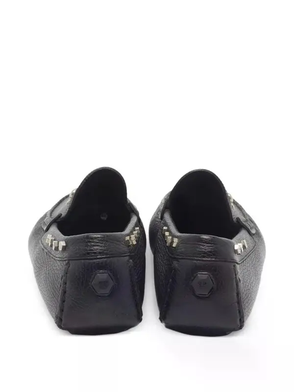 Philipp Plein Skull Motif Studded Leather Loafers
