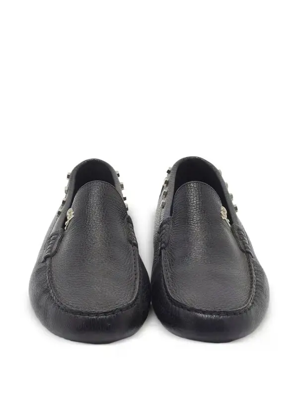 Philipp Plein Skull Motif Studded Leather Loafers