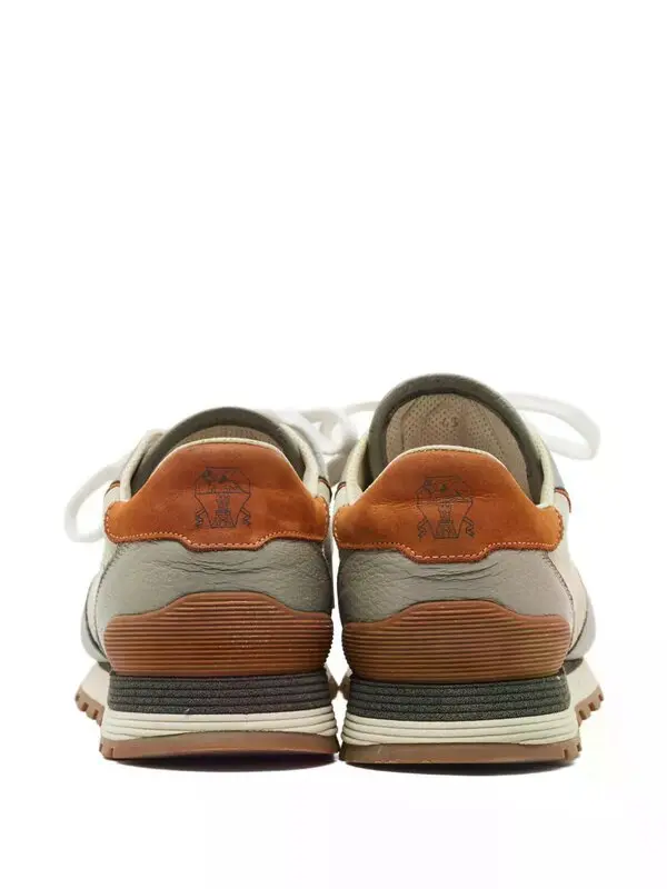 Brunello Cucinelli Grey Suede Paneled Lace-up Sneakers