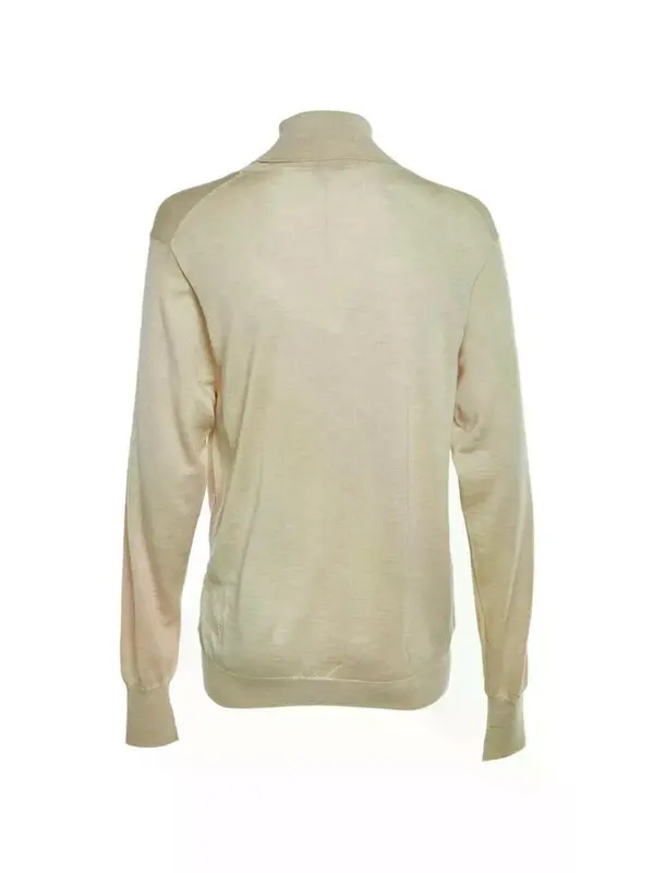 Celine Beige Knitted Texture Turtleneck Long Sleeves Sweater
