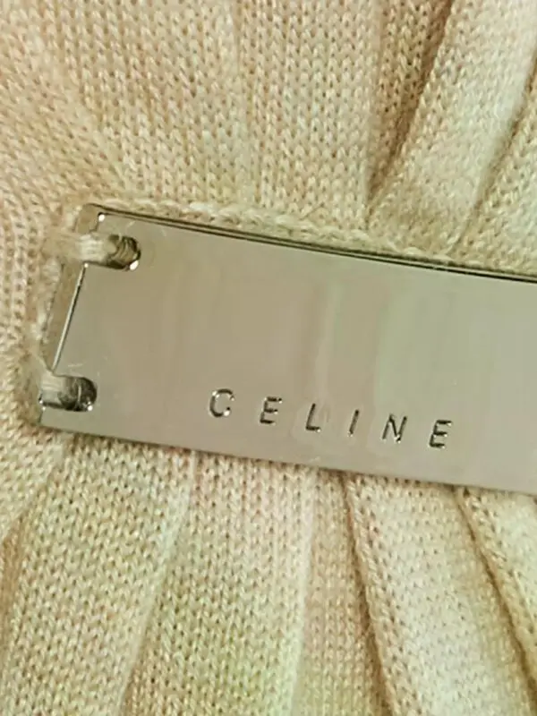 Celine Beige Knitted Texture Turtleneck Long Sleeves Sweater