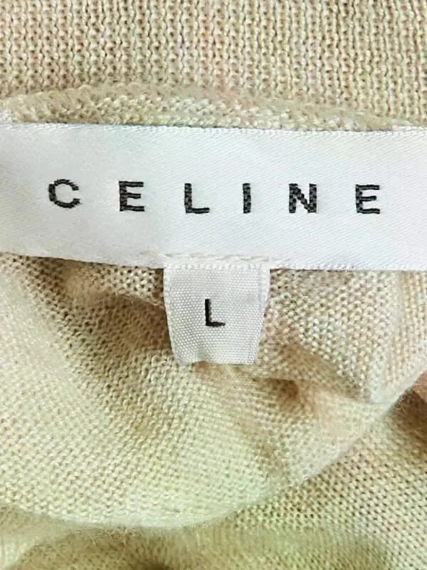 Celine Beige Knitted Texture Turtleneck Long Sleeves Sweater