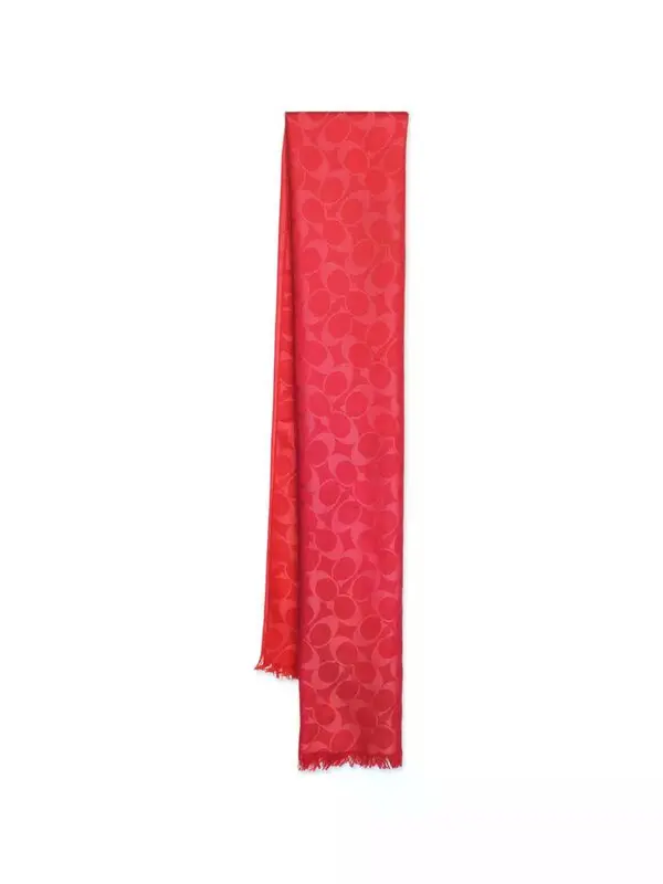 COACH VINTAGE Logo-print Fringed Scarf - Red