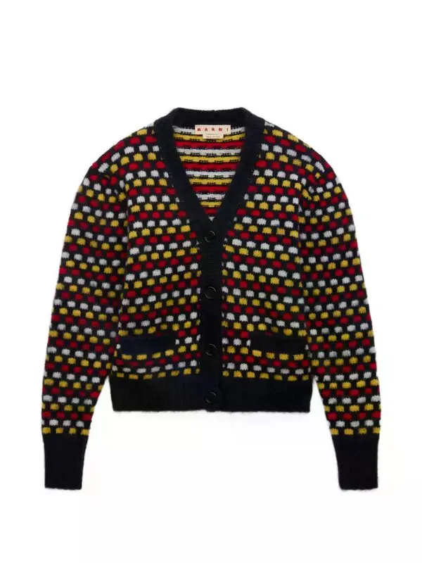 Marni Jacquard Shetland Wool Cardigan