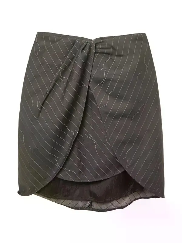 Off-White Layered Pinstripe Mini Skirt