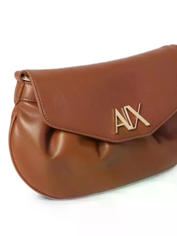 Armani Exchange Ruched Shoulder Bag With Logo Plaque