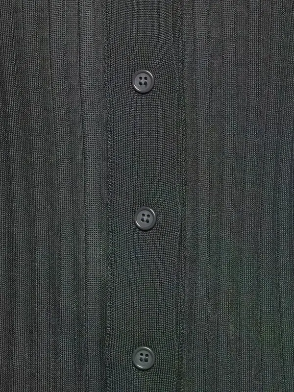 Bottega Veneta Ribbed Knit Long Sleeve Cardigan - Grey