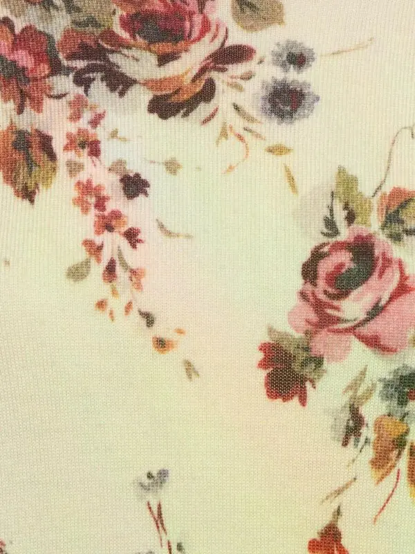 Dolce & Gabbana Beige Wool Floral Print Roll Neck Sweater