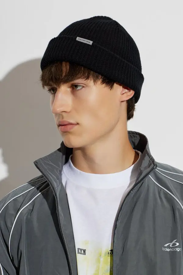 Balenciaga Wool Beanie With Logo