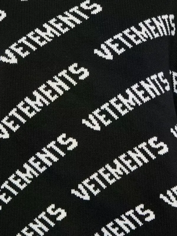 Vetements Logo Jacquard Rib Knit Sweater