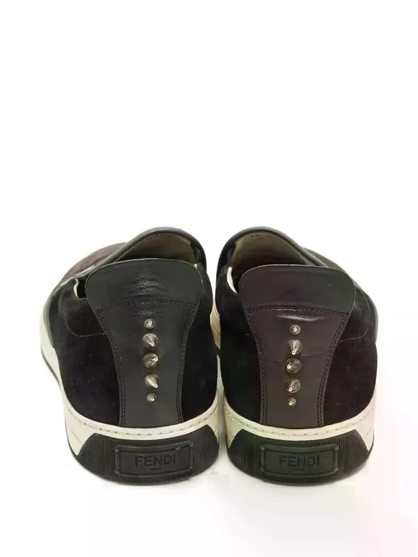 Fendi Monster Eyes Motif Slip-on Sneakers - Brown