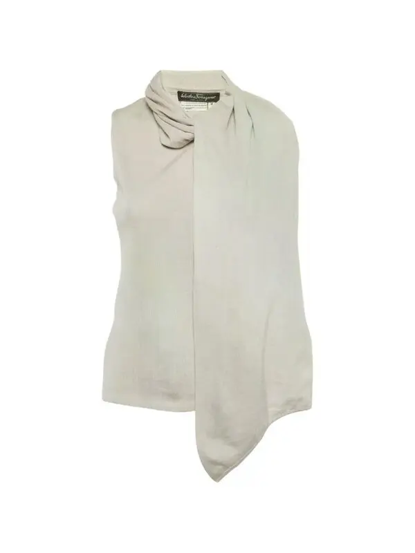 FERRAGAMO Scarf-detail Knitted Top - Grey