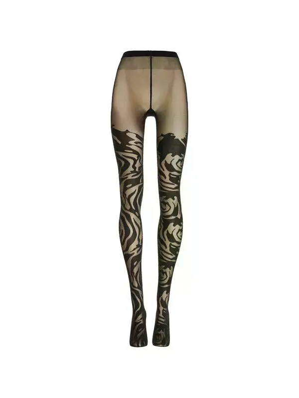 Wolford Rose Pattern Sheer Tights - Black