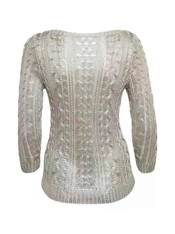 Ralph Lauren Cable Knit Metallic Sweater - Silver