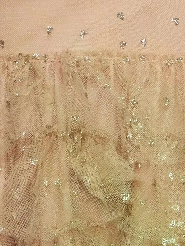Red Valentino One-shoulder Tiered Midi Dress With Glitter Detail