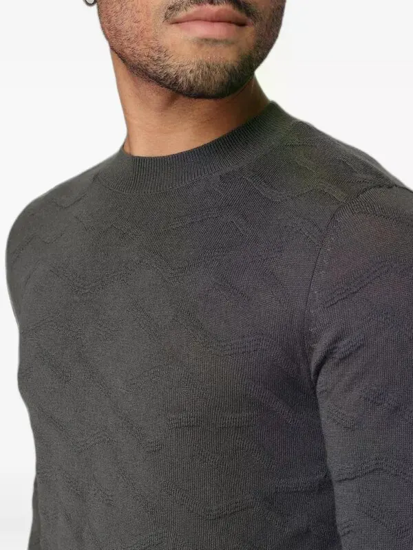 Emporio Armani Textured-knit Crew Neck Sweater