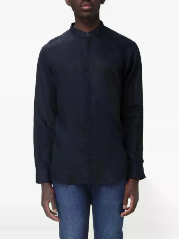 Emporio Armani Mandarin-collar Linen Shirt