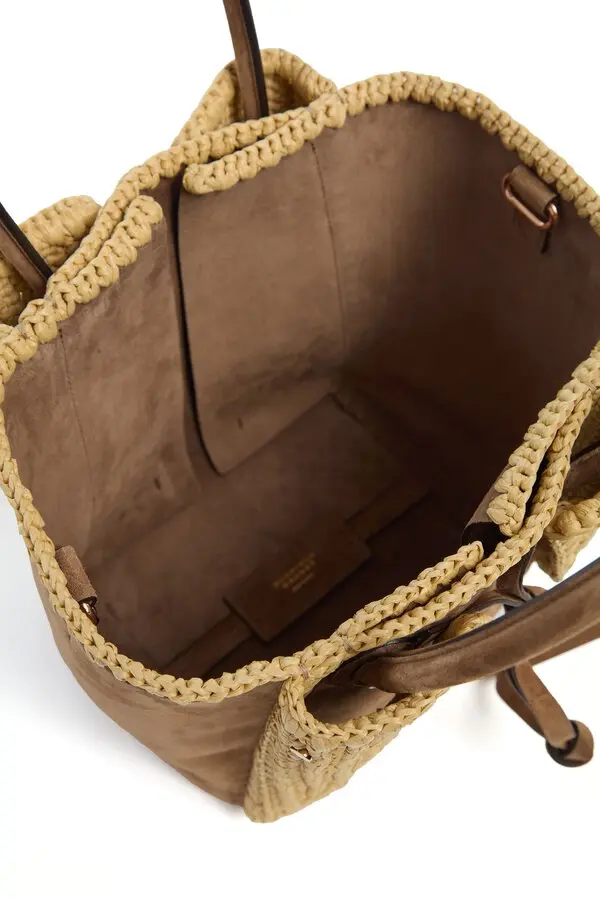 Gabriela Hearst Small Marija Tote Bag In Suede & Raffia