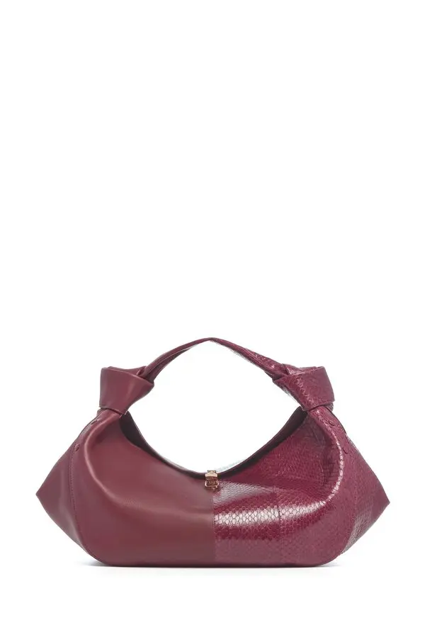 Gabriela Hearst Small Antonia Bag In Bordeaux Nappa Leather & Snakeskin - Black