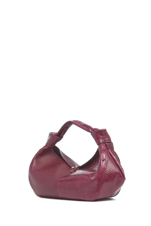 Gabriela Hearst Small Antonia Bag In Bordeaux Nappa Leather & Snakeskin - Black