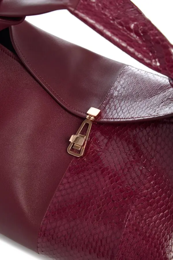 Gabriela Hearst Small Antonia Bag In Bordeaux Nappa Leather & Snakeskin - Black